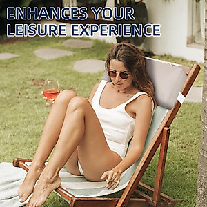 Rasugarlary Headrest Pillow for Pool Chaise Lounge, Pool Lounge Pillows Outdoor with Elastic Band for Recliner and Pool Patio Chairs, Head Neck Support Pillow (Linen, 22x8x4)