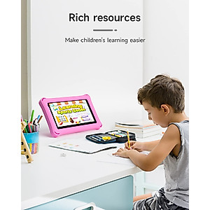 Kids Tablet, 8 inch Tablet for Kids, 2GB RAM 32GB ROM Android Tablets IPS Screen 1280x800, Iwawa & Parent Control Toddler Tablet, WiFi, Dual Camera, 4300mAh Battery, Shockproof Case, Pink