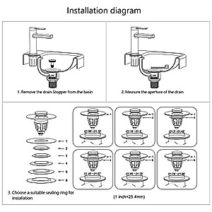 Fransiton Bathroom Sink Stopper, 1.1-1.77 Inch Basin Pop Up Sink Drain Stopper, Anti Clogging Drain Plug with Detachable Hair Catcher, Dark Bronze
