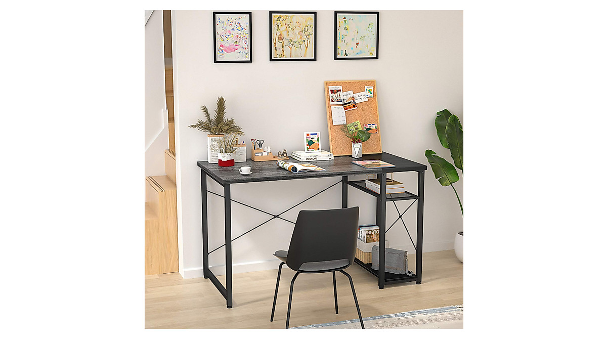 Homfio 40-Inch Office Desk with Shelves | Modern Study & Gaming Table