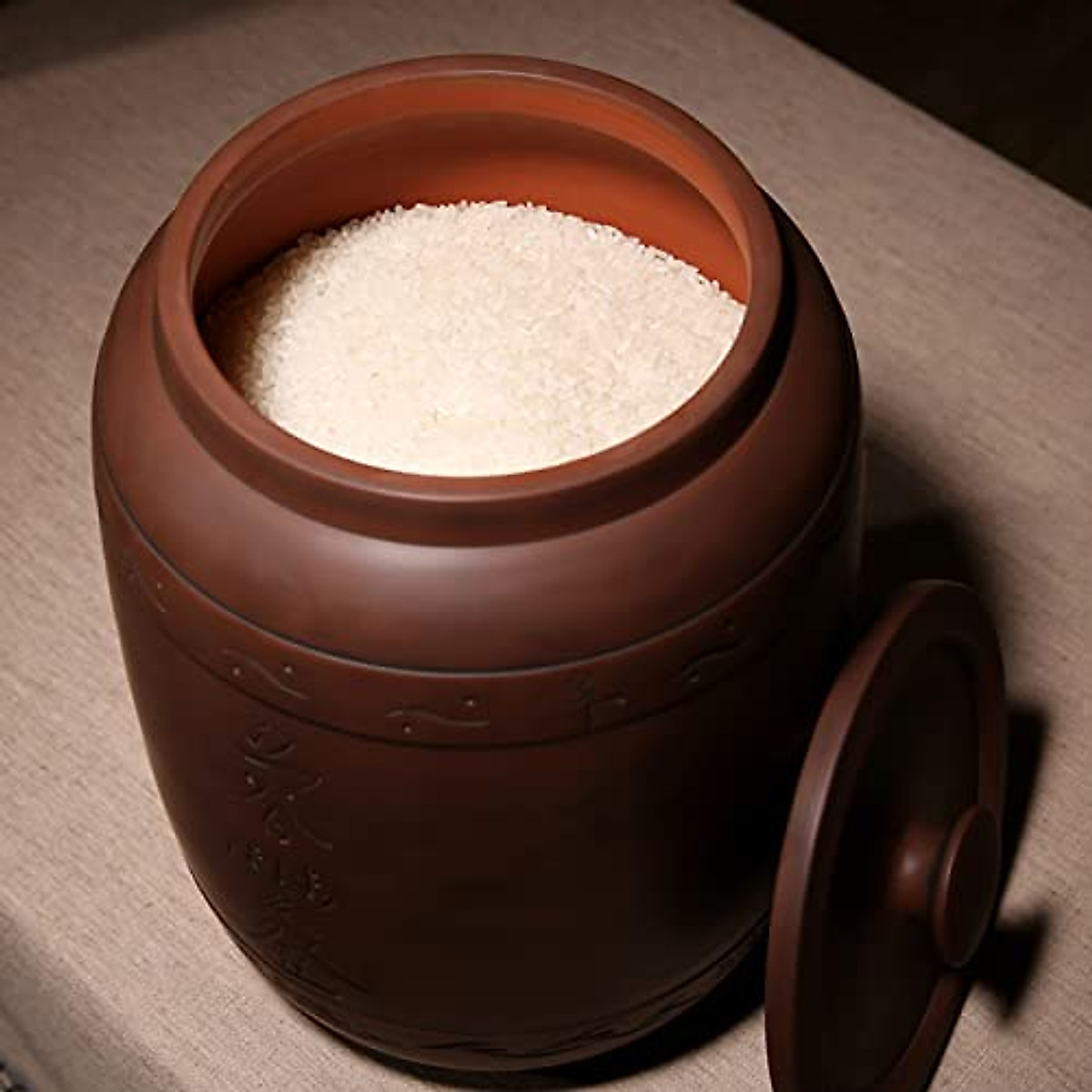 TUU Retro Rice Dispenser Ceramic Large Capacity Sealed Cereal Storage Container with Lid Grain Dispenser Suitable for Kitchen Soybean, Corn, Flour, Sugar, Rice, Nuts, Snacks, Pet Food