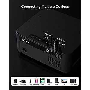 1080P Full HD Projector, 15000 Lumens Portable Movie Projector, FunFlix 300" WiFi Projector Bluetooth Projector, Home Theater Video Projector Compatible with HDMI, VGA, USB, AV, Laptop, Smartphone