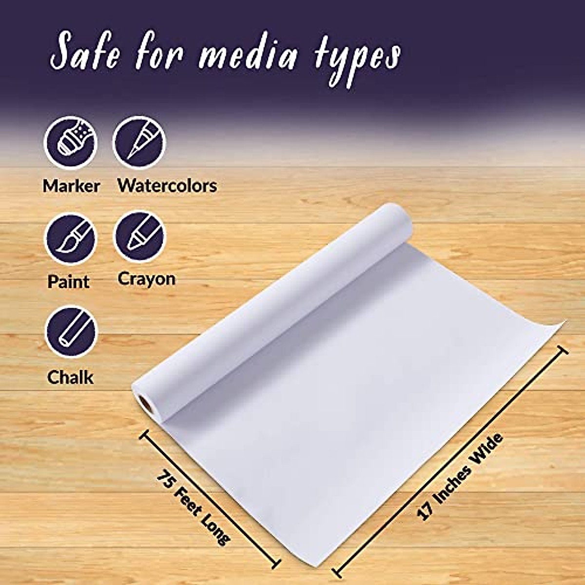 Incredible Value 3-Pack Easel Paper Roll (17" x 75ft) - Painting Paper for Kids - Roll of Paper for Kids Art & Craft - White Butcher Paper Roll - Butcher Paper for Sublimation - Ideal for DIY Crafts