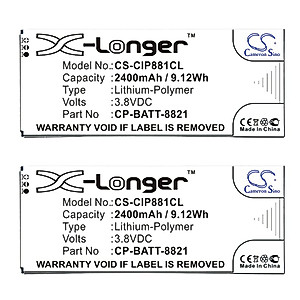 Replacement (2-Pack) Battery for Cisco 8800 CP-BATT-8821 GP-S10-374192-010H 74-102376-01, 3.8V 2400mAh