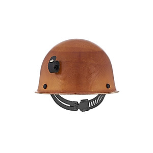 MSA 460409 Skullgard Cap Style Safety Hard Hat with Staz-on Pinlock Suspension, Lamp Bracket and Cord Holder | Made of Phenolic Resin, Radiant Heat Loads up to 350F - Standard Size in Natural Tan