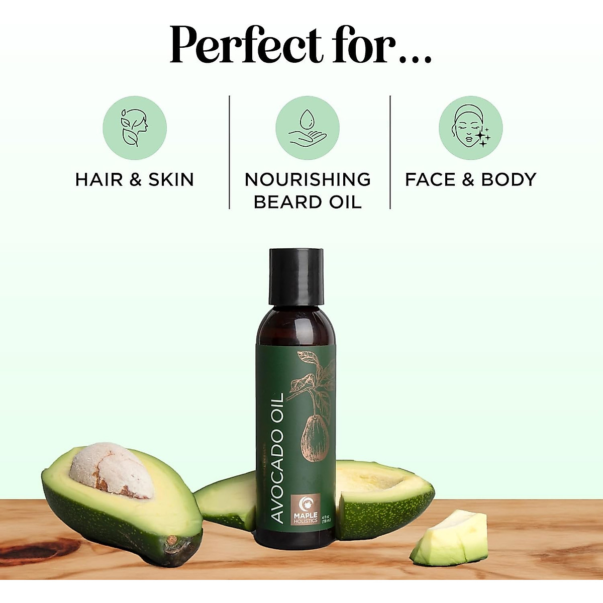 Avocado Oil For Hair and Skin - 100% Pure Avocado Oil for Skin and Nail Care plus Dry Hair Treatment and Facial Oil Moisturizer - Natural Hair Oil and Carrier Oil for Essential Oils Mixing (4 Fl Oz)