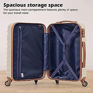 Coolife Suitcase Set 3 Piece Luggage Set Carry On Hardside Luggage with TSA Lock Spinner Wheels (White, 5 piece set)