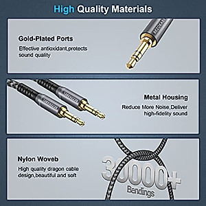 3.5mm Audio Cable, Audio Cable Male to Male 4ft, BEZOKABLE Nylon Braided Aux Cable Auxiliary Cable Hi-fi Sound for Car, Headphones, Home Stereos, Speakers, Tablets, iPhone iPad