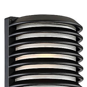 John Timberland Black Grid Modern Industrial Outdoor Wall Light Fixture 10" Frosted Glass Shade for Exterior Barn Deck House Porch Yard Patio Outside Garage Front Door Garden Home Roof Lawn