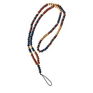Wooden beaded phone chain lanyard gift for women stocking stuffer (Blue with Universal Tab)
