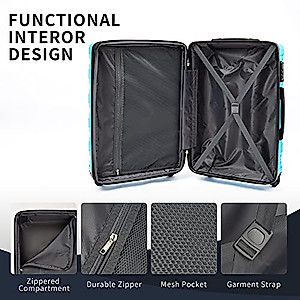 Merax Luggage Sets TSA 3 Piece Spinner Suitcase Lightweight 20 24 28 inch (Elegant blue)