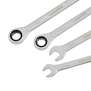 Amazon Basics Ratcheting Wrench Set, Metric, 5 Piece, Black/Silver