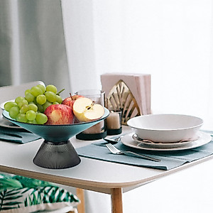 CESTATIVO Fruit Bowl for Kitchen Counter, Glass Fruit Basket, Pedestal Fruit Bowl, Decorative Bowl for Table Countertop, Dinning Room, Living Room Decor, Turquoise