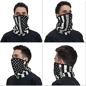 HSELOGI 4Pcs Men&Women Thin Silver Line Corrections Flag Magic Headwear Neck Gaiter Tube Scarf Headbands Bandana Balaclava for Outdoor Running Cycling Skating Work Out