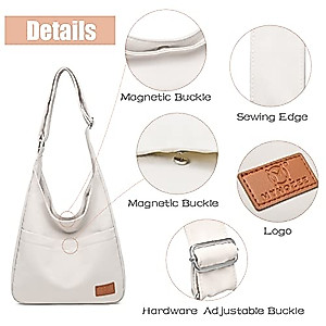 Canvas Tote Bag, Large Hobo Bags for Women Aesthetic Shoulder Purses Hand Bag Cute Simple School Crossbody Purse with Adjustable Wide Strap - Magnetic Closure - Black Slouch Bag