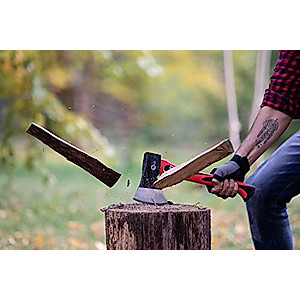 INTERTOOL 15” Hatchet Axe, Small Camp Hand Axe, 1.3 lbs, Wood Chopping, Splitting, Shock Absorbing Fiberglass Anti-Slip Handle HT-0261