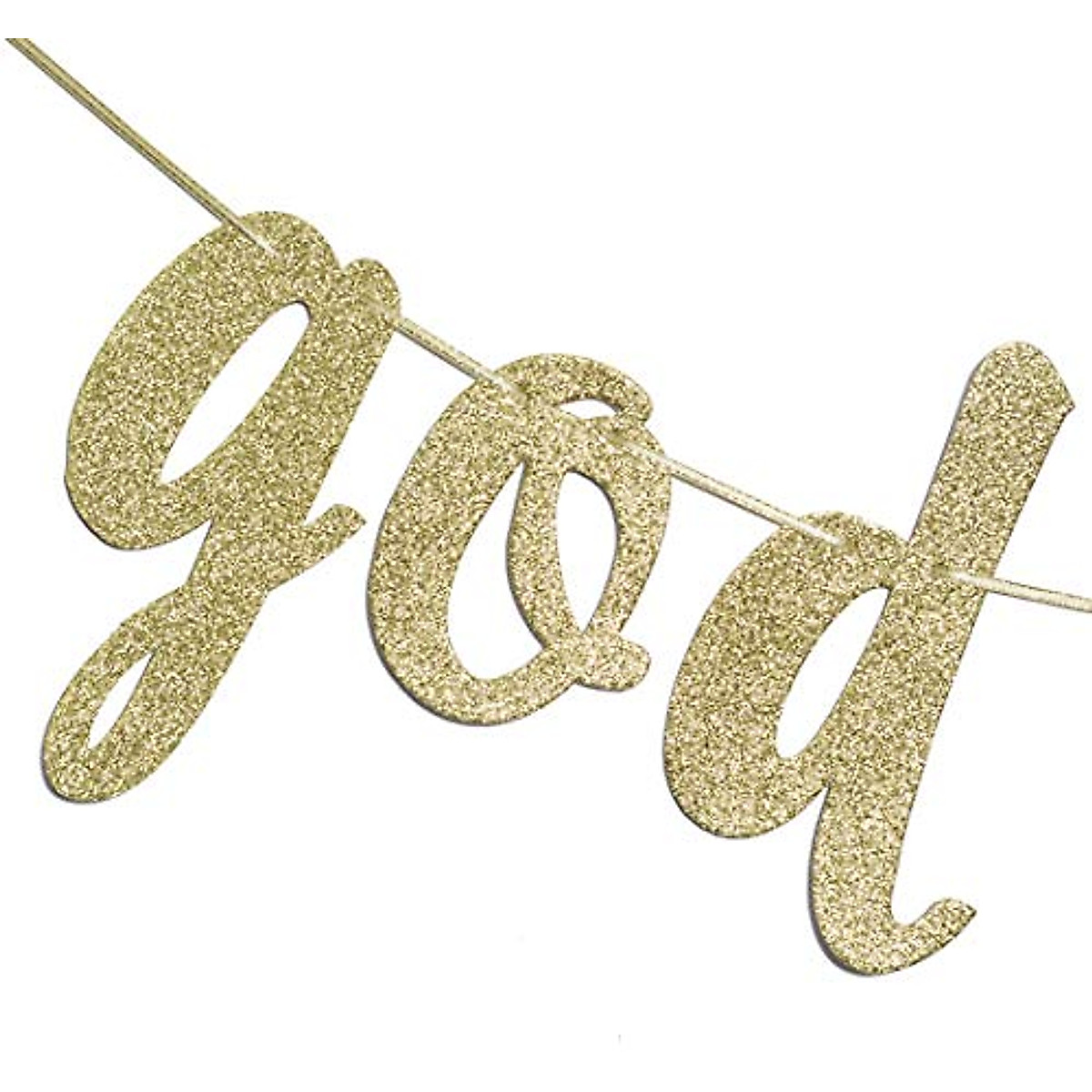 God Bless Banner, Baptism Garland Sign Gold Glitter for First Communion Christening Party Decorations Photo Props