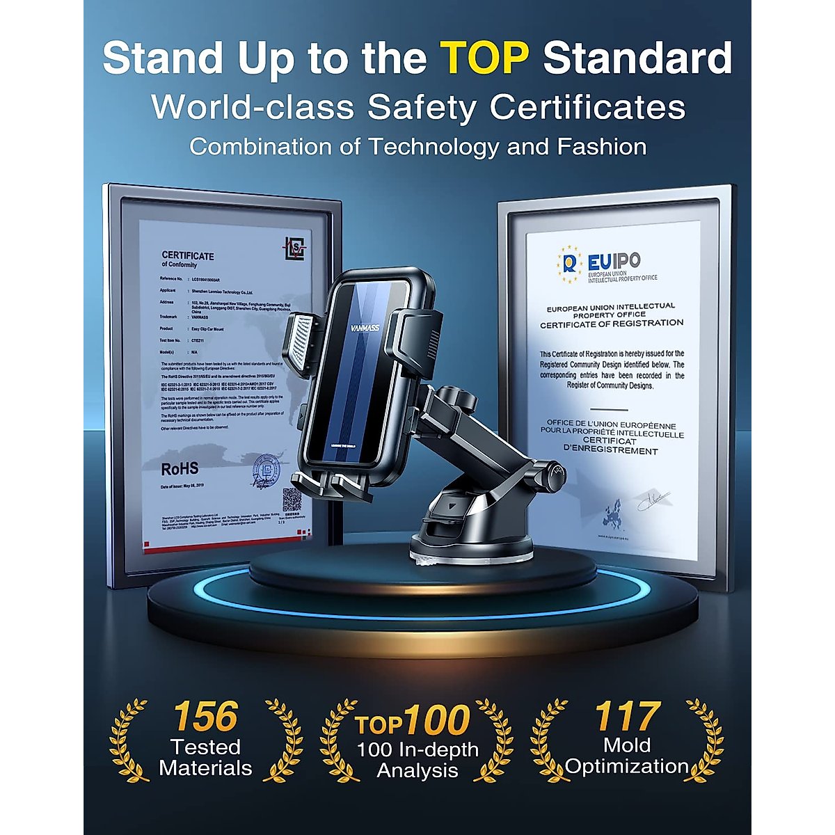 VANMASS 2024【Top Military-Grade】 Phone Holders for Your Car【Ultra Strongest Suction】Cell Phone Mount Universal Dashboard Windshield Vent Stand Cradle for iPhone 15 14 13 Pro Max Samsung Galaxy Android