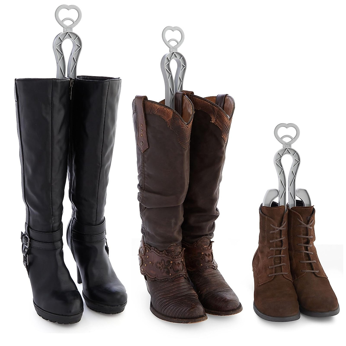 Juvale 6 Pack Folding Boot Shaper Stands for Storage, Grey Clip Support Inserts, Shape Holders for Women's and Men's Boots