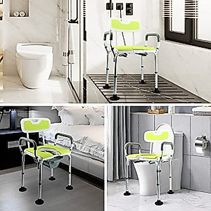 Shower Chair with Arms and Back, Boiarc Shower Benches for Inside Shower, Raised Toilet Seat with Handles, Shower Chairs for Seniors for Shower Stall, Bedside Commode for Elderly Disabled Pregnant