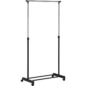 ArmiStore Metal Chrome Adjustable Rolling Garment Rack, Black