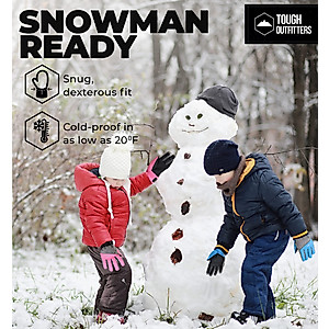 Tough Outdoors Kids Snow Gloves - Kids Ski Gloves & Youth Winter Gloves - Girls, Boys Snow Gloves - Insulated Waterproof Snow Gloves - Cold Weather Youth Ski Gloves - Skiing Gloves for Kids