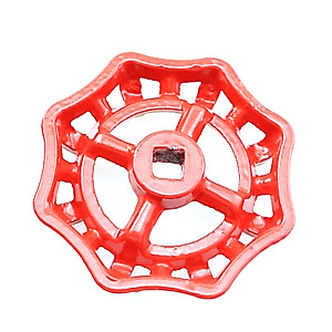 PZRT Cast Iron Outside Faucet Round Wheel Handle, Hose Bib Water Spigot 8x8mm, Red