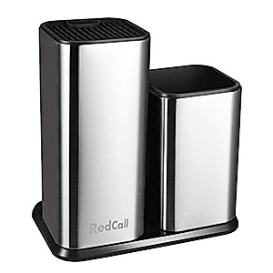 RedCall Universal Knife Block Without Knives,Modern Knife Utensil Holder for Countertop,Stainless Steel Knife Holder for Kitchen Counter,Edge-Protect Knife Storage Organizer (Stainless Steel (Silver))