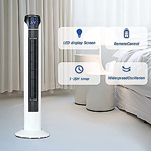 MEPTY Tower Fan with Remote, 36'' Oscillating Bladeless Fan, Quiet Cooling Fan with 15H Timer,3 Speeds,3 Modes,Standing Floor Fan, Tower Fan for Bedroom Office Living Room