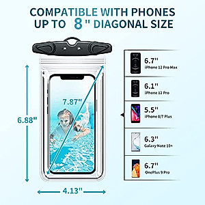 GLBSUNION Universal Waterproof Case,Waterproof Phone Pouch Dry Bag for iPhone 14 13 12 Pro 11 Pro Max XS Max X Samsung Galaxy S22/21 Google Pixel HTC Up to 8", IPX8 Cellphone Dry Bag -3 Pack Clear