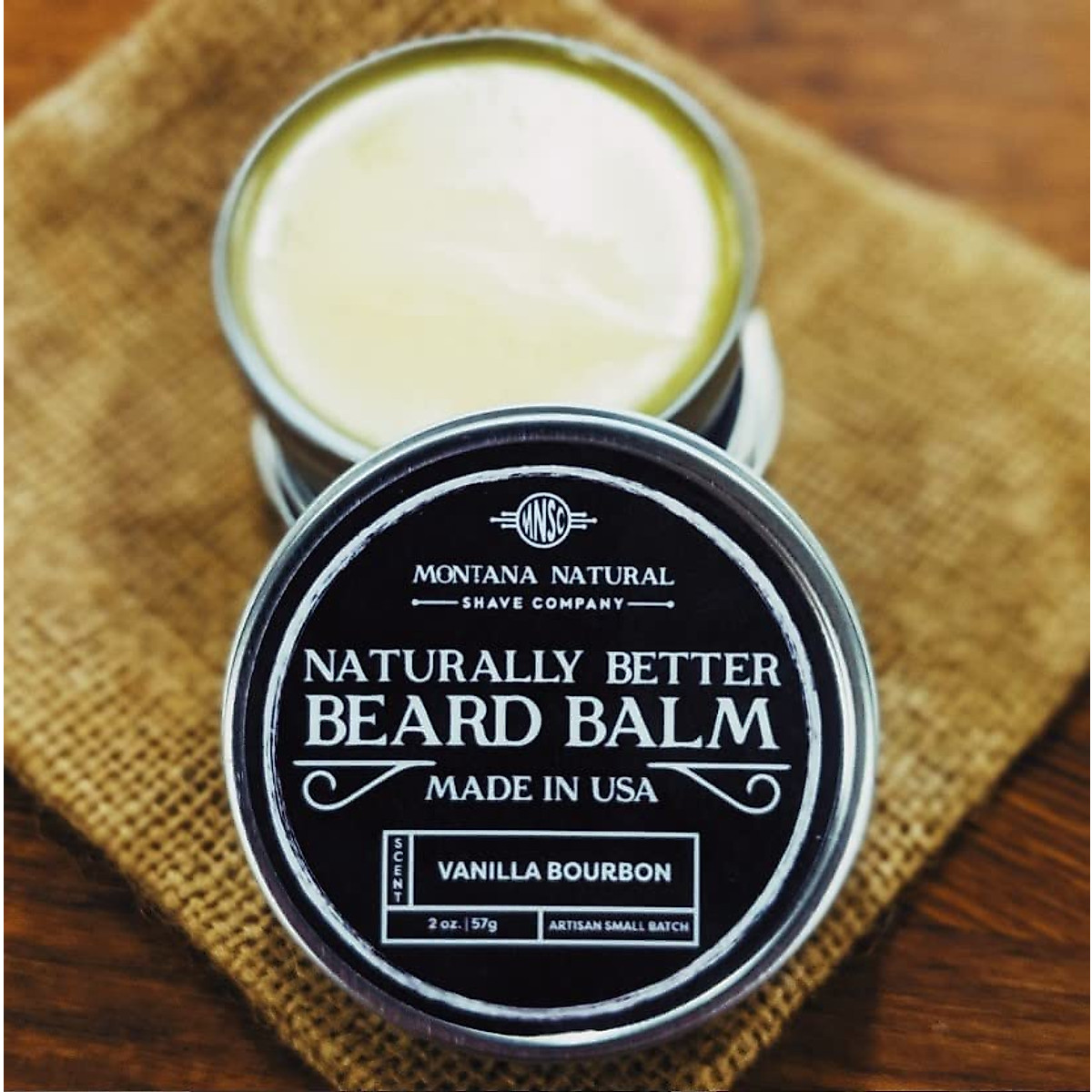 MNSC Small Batch Vanilla Bourbon Beard Balm for a Naturally Better Beard - All-Natural Beeswax and Plant-Based Oils, Petroleum-Free, Hypoallergenic, Handmade in USA