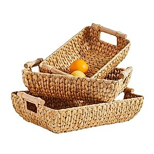 Berdeng Wicker Storage Basket, Large Baskets for Gifts Empty, Small Baskets for Organizing, Woven Storage Baskets for Shelves, Toy Basket, Set of 3(Sea Grass)