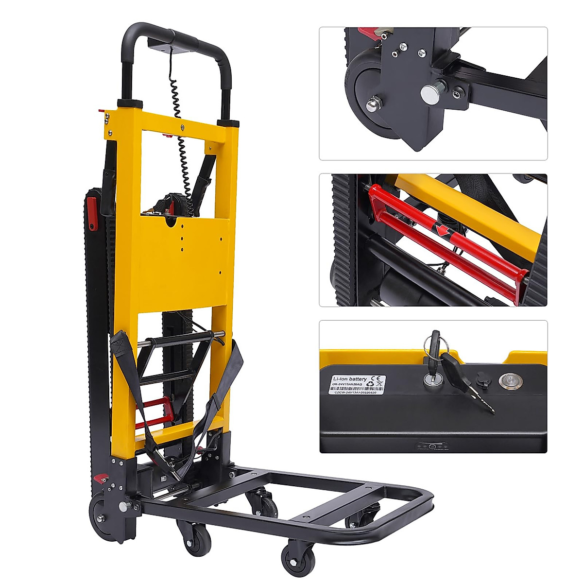 Electric Stair Climbing Hand Trucks, 330.7lbs Heavy Duty Capacity Roll Luggage Cart Battery Powered Stair Climber Cart for Business Travel, Shopping, Cargo Handling, Luggage Handling