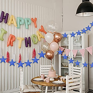 50pcs Glitter Star Cutouts, 6inch Twinkle Star Glitter Paper Confetti Star Shape Paper Cut Outs for Bulletin Board Classroom Wall Party Supplies (Blue)