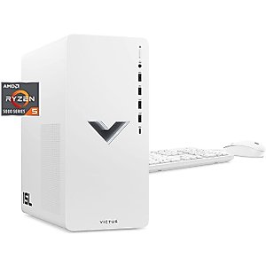 HP Victus 15L Gaming Desktop PC 2022 Newest, AMD Ryzen 5 5600G Processor, 8GB RAM, 512GB SSD, AMD RX6400 Graphics, Wi-Fi, Bluetooth, Ceramic White, Windows 11 Home, Bundle with Cefesfy