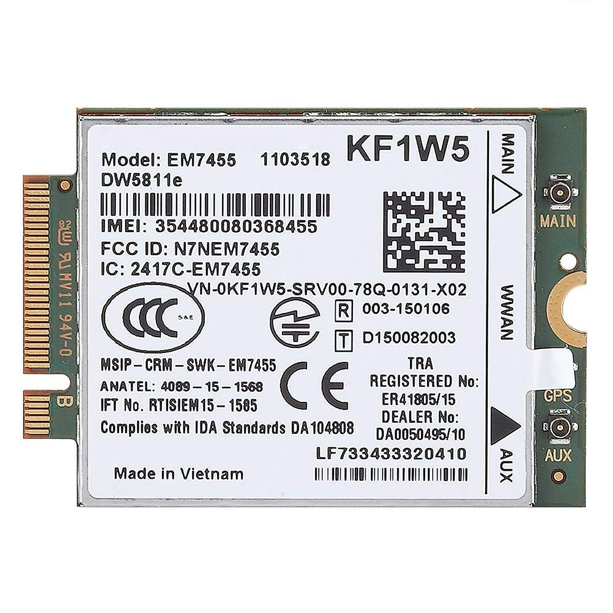 Replacement 4G Module Card for Dell DW5811e for QualcommEM7455 4G WWAN Card LTE NGFF Card Module Wireless