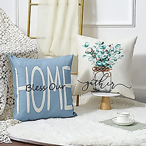 wyooxoo Throw Pillow Covers 18x18 Set of 4 Farmhouse Blue Pillow Covers Cushion Cases Decorative Pillowcases for Sofa Couch Living Room Outdoor Home Decor (Blue, 18" x 18")