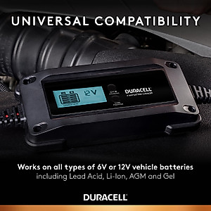 Duracell DRMC4A 4 Amp Battery Charger Maintainer with LCD Display for 6V, 12V, Lithium Ion Battery