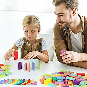 MCPINKY 360 PCS Colorful Wooden Domino Blocks, 12 Bulk Domino Blocks Racing Toy Educational Tile Game for Kids Birthday Party Favor