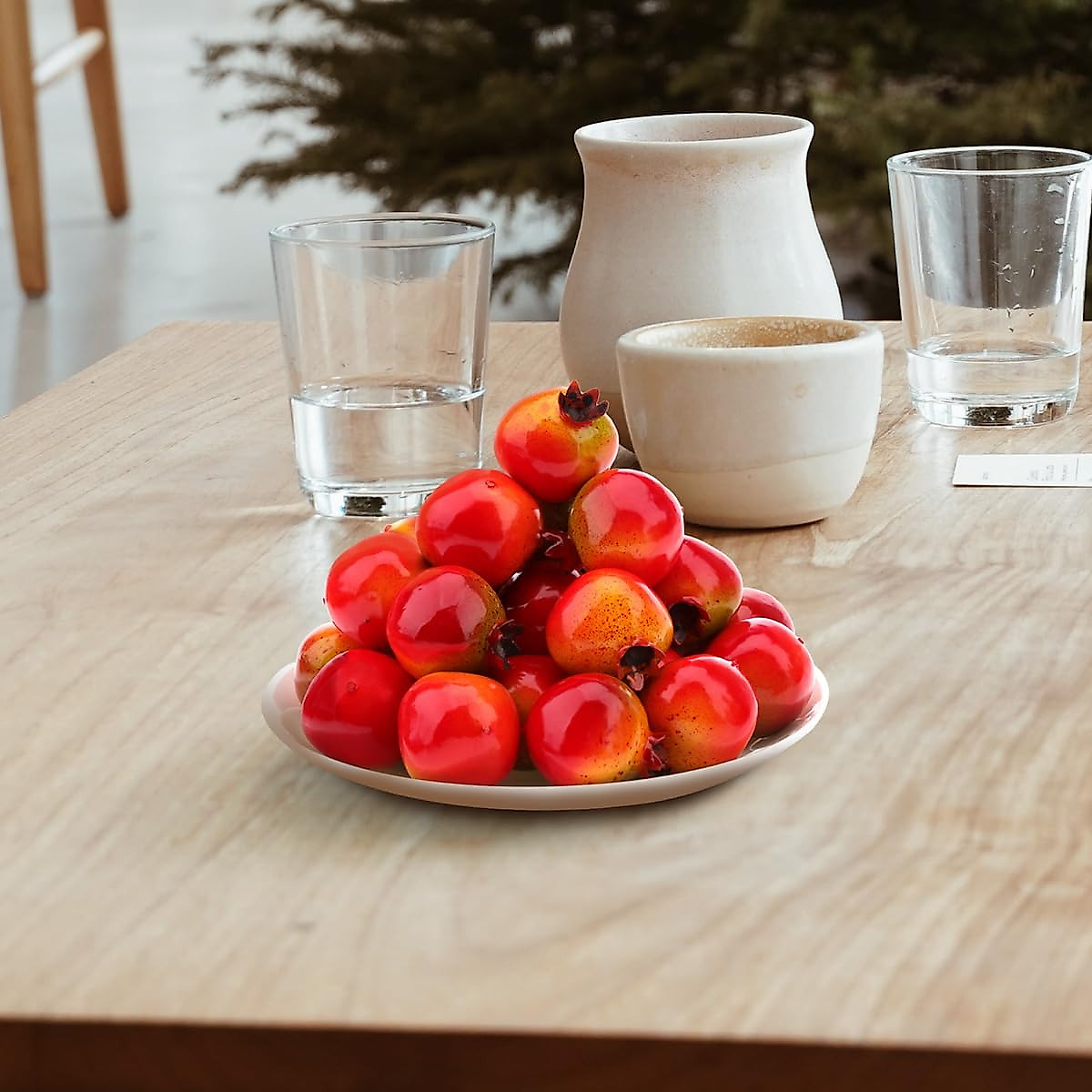 Meiwlong 26 PCS Fake Mini Foam Pomegranate Artificial Realistic Lifelike Fruits Indoor Home House Kitchen Supermarkets Decoration Autumn Festival Party Photography Props