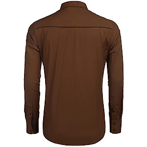 COOFANDY Men's Western Shirts Long Sleeve Slim Fit Embroideres Cowboy Casual Button Down Shirt