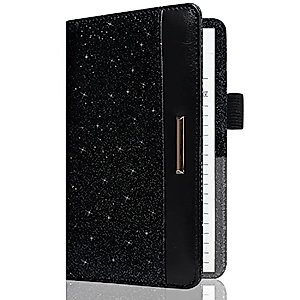 Server Books for Waitress - Leather Waiter Book Server Wallet Cute Waitress Book&Waitstaff Organizer, Guest Check Book Holder Money Pocket Fit Server Apron, Glitter Black