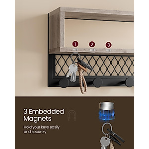 VASAGLE Coat Rack Shoe Bench Set, Hall Tree with Bench, Entryway Furniture, Multifunctional, Dot Coat Hooks, 2-Tier Shoe Rack, Industrial Style, for Entryway, Hallway, Heather Greige ULCR073K02