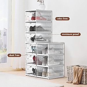 BoxLegend Shoe Storage, Shoe Boxes 3 Tiers Foldable Shoe Storage Boxes Space-saving Clear Sneaker Boxes Stackable Installation-free
