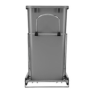 Rev-A-Shelf RV-12KD-17C Single 35 Quart Kitchen Cabinet Pull-Out Trash Can Waste Bin Container with Rear Storage and Chrome-Plated Wire Bottom Mount