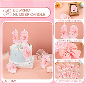 PHD CAKE 2.76 Inch Number 1 Pink Bowknot Birthday Candles, Cute Themed Number Candles, Party Celebration