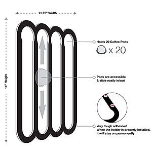 Demi's Home Adhesive Coffee Pod Holder for Nespresso Vertuo Capsules (Measure Before Purchase) - Suitable to be Mounted Inside/Under the Cabinet or on the Wall (Black)