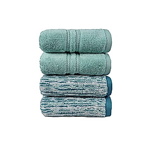 kathy ireland® 100% Cotton Hand Towels Set, 4 Piece Bathroom Towels, Ultra Soft, Highly Absorbent Luxury Hotel & Spa Towels Large Hand Towel, 600 GSM (Aqua)