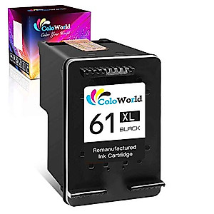 ColoWorld Remanufactured 61XL Replacement for HP 61 Ink Cartridge Fit for OfficeJet 4630 4632 Printer Envy 4500 4502 5534 5535 DeskJet 2512 3510 2542 2540 2544 3000 3050a 3052a 1055 2548 ( 1 Black )