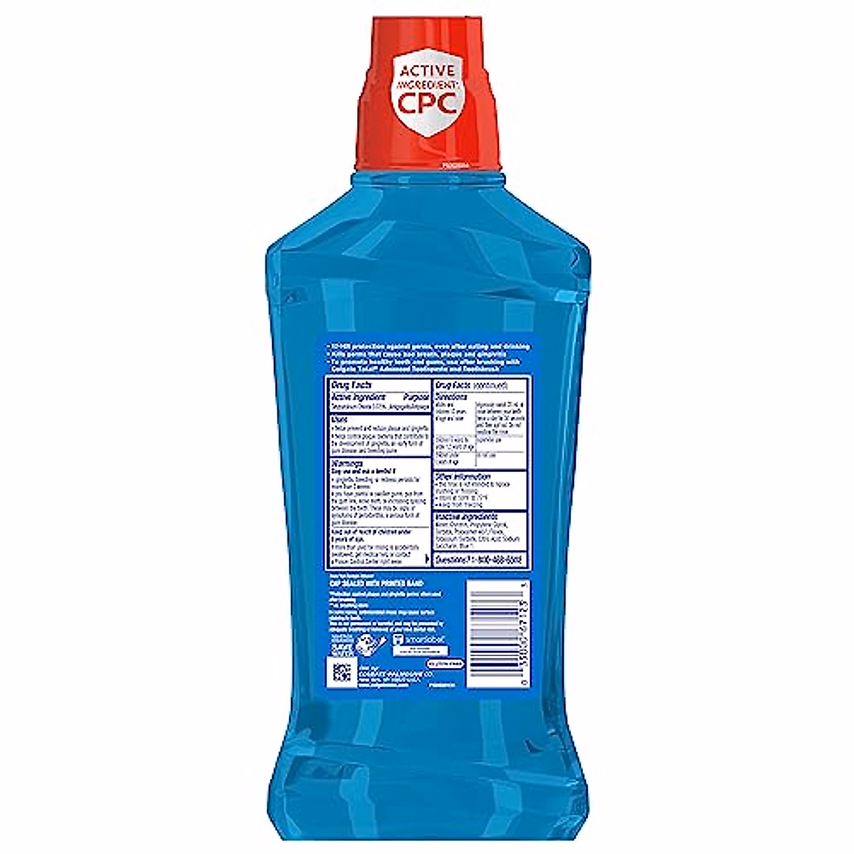 Colgate Total Advanced Pro-Shield Alcohol Free Mouthwash, Antibacterial Formula, Peppermint Blast, 33.8 Ounce